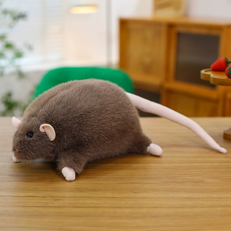Большая плюшевая игрушка в виде крысы с имитацией цветочных ветвей, необычное мягкое животное, украшение для дивана,