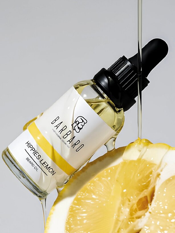 Масло для бороды смягчающее Barbaro Hippies lemon с пипеткой Витамином Е и маслом Макадамии, 30 мл