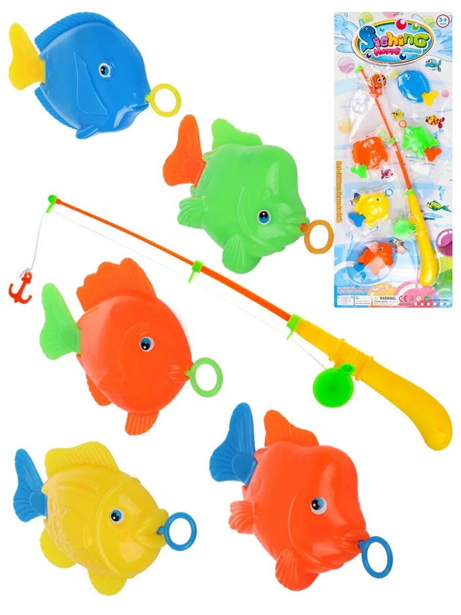 Рыбалка пластиковая /веселый РЫБАК-2/ (5 рыбок, 1 удочка) (