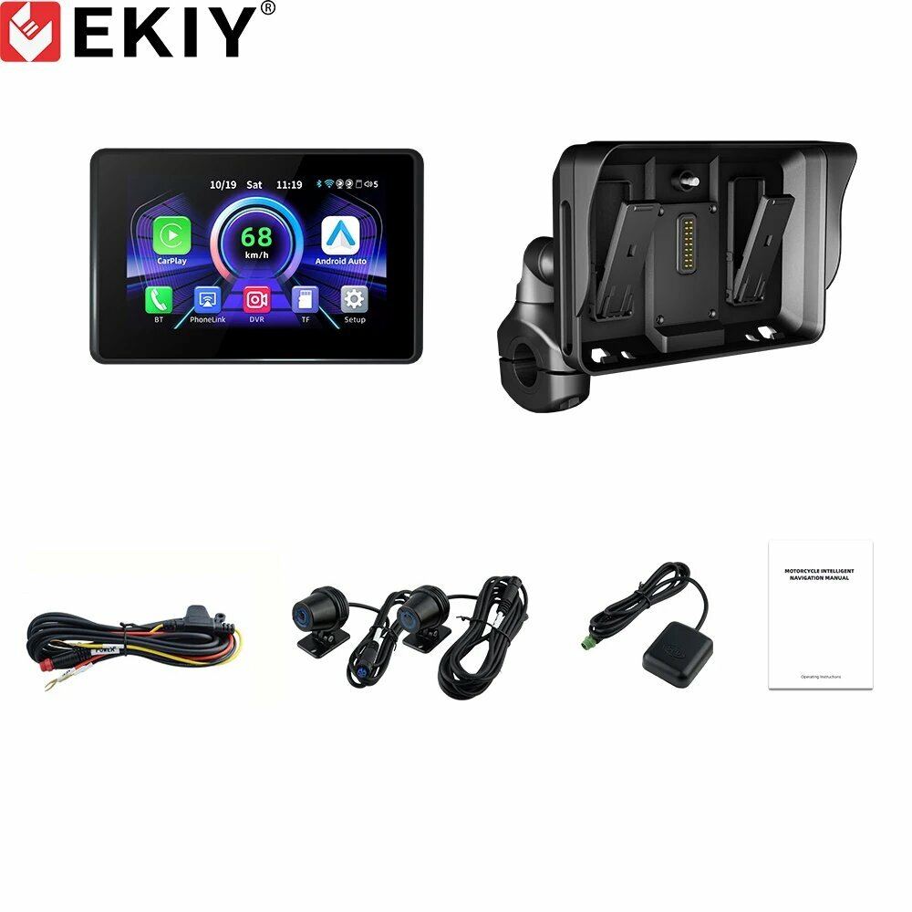 EKIY 5.0" Беспроводной CarPlay/Android Auto Мотоциклетная приборная панель, Цвет: M3-DVR