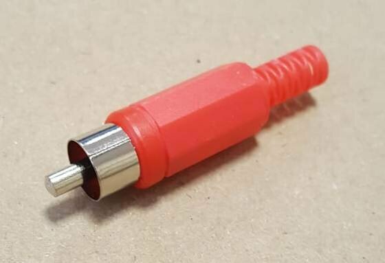 2 шт, Колокольчик, Разъем RCA (Male), штекер на кабель под пайку, красный