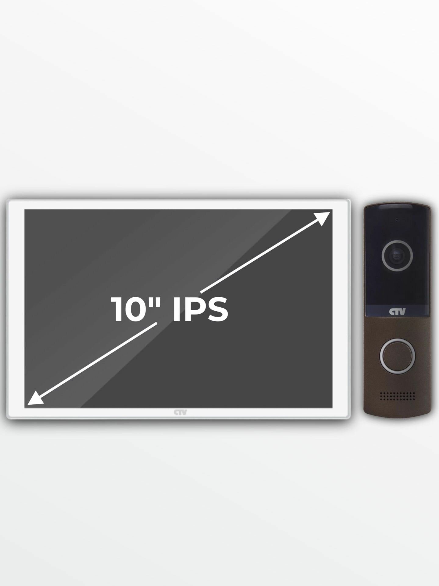 Комплект WiFi видеодомофон для квартиры: монитор 10" CTV-M5121 Q (W) + вызывная панель CTV-D4003NG (B), для дома, офиса, Ai-детекция, функция видеорегистратора, подключение к подъездному домофону