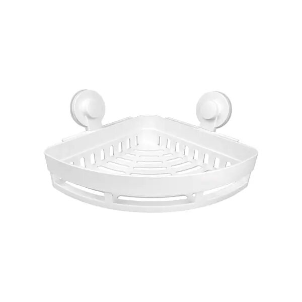 Угловая полка для ванной Swed House STRONG WALL, на присосках, белая