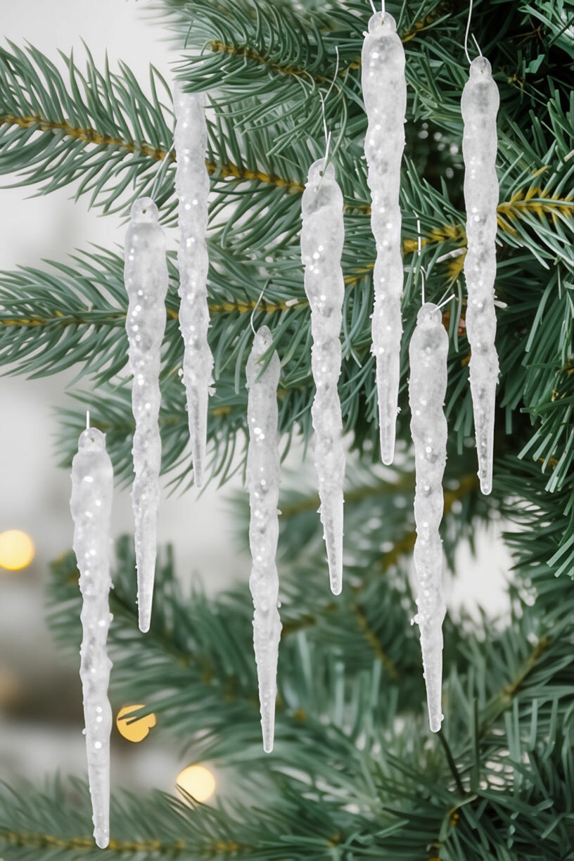 Набор ёлочных украшений сосульки 'санси', акрил, белый, 15 см, 8 шт, Winter Deco 1000465