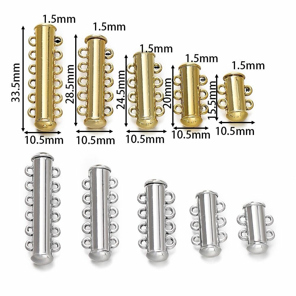Замок/ застежка слайдер для украшений 5 шт, Для многорядных браслетов. размер 10.5x20 мм, цвет родий.-