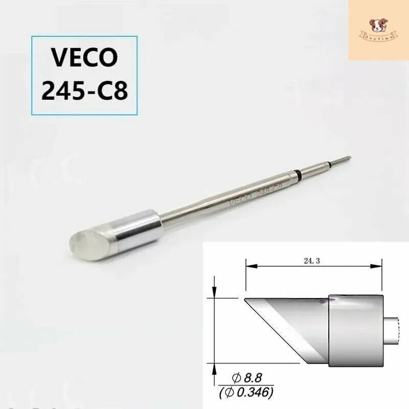 VECO Бессвинцовое паяльное жало C245- C8 Совместимая рукоятка сварочного сопла C245, быстрый нагрев, 1 предметов
