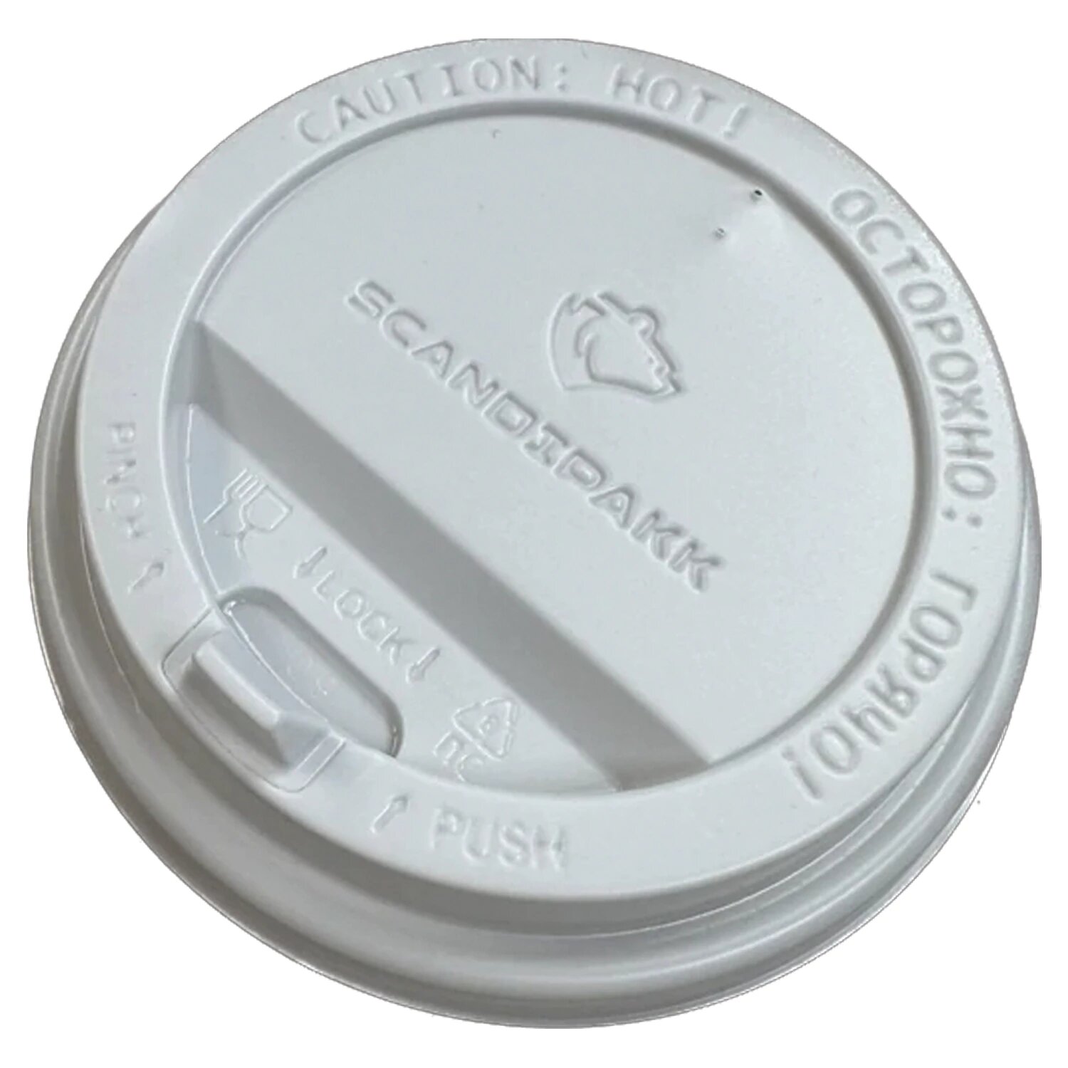 Крышка для стакана 300-400 мл, диаметр 90 мм, 100 штук с клапаном-носиком, белая, скандипакк, 9032