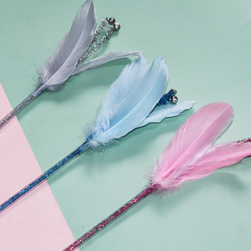 Кошачья палочка оптовые производители колокольчик звук перо игрушка для кошек взрывы длинный стержень из устойчивой к