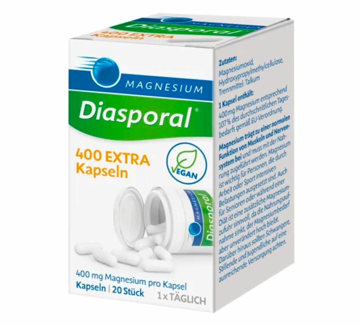Магний Diasporal magnesium 400mg extra kapseln, 20шт