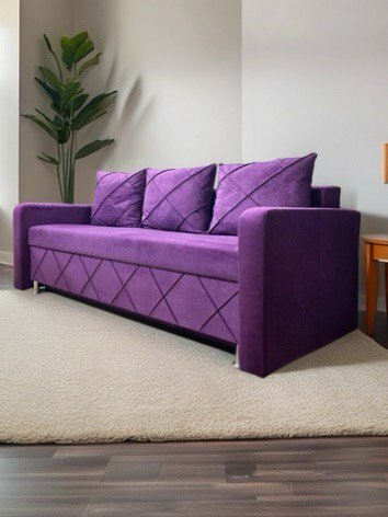 Диван-кровать "стелла", Еврокнижка, фиолетовый велюр Кабрио, Еврокнижка