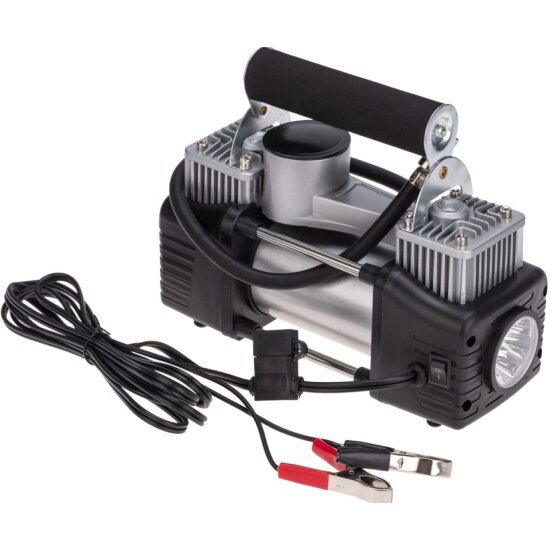 Автомобильный компрессор Rexant усиленный двухпоршневой, 75 л/мин, 10 Атм, со встроенным фонарем