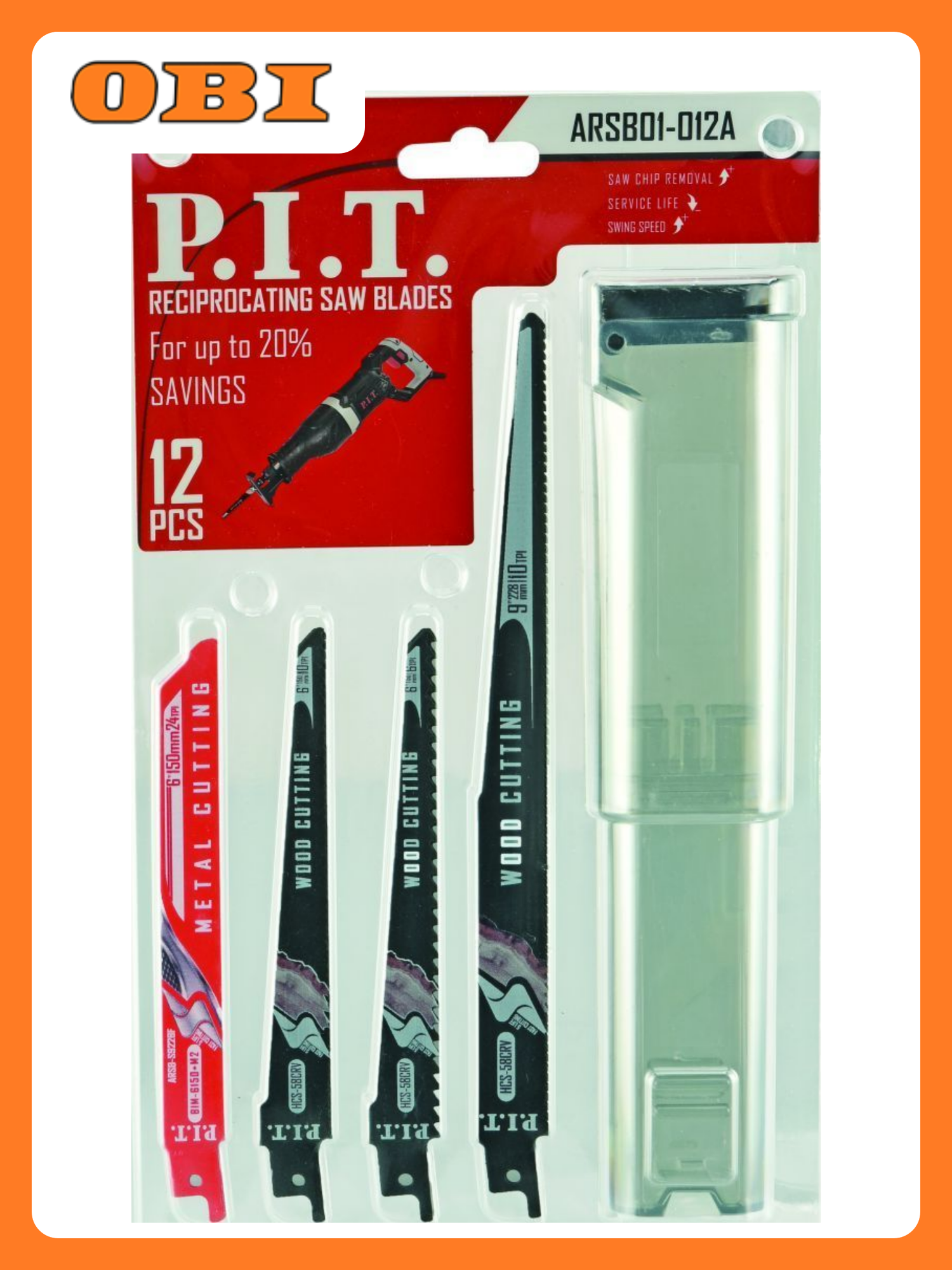 Набор пильных полотен P.I.T ARSB01-012A, для сабельной пилы, 12 шт