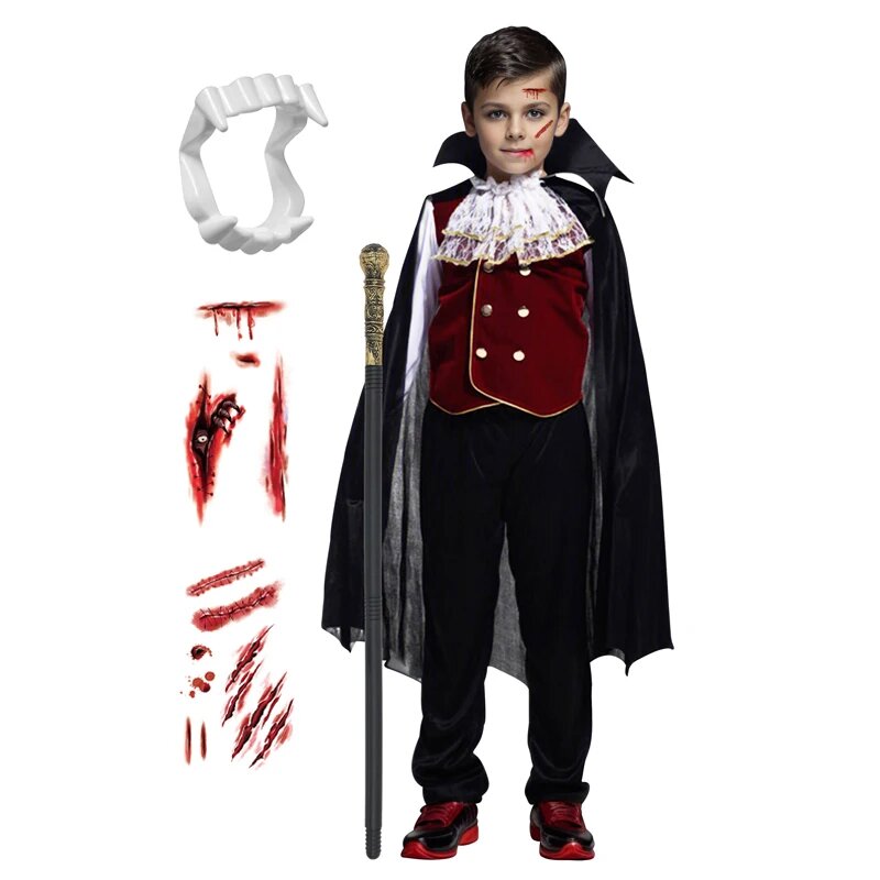 Костюм Вампира для мальчиков, черный, полиэстер, B-0038 XL, Black A