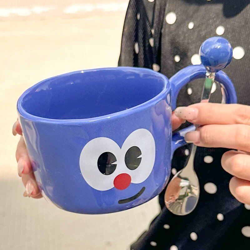 Кружка с большим глазами, кружка с широкой ручкой, керамическая чашка для напитков, домашняя чашка для завтрака, чашка