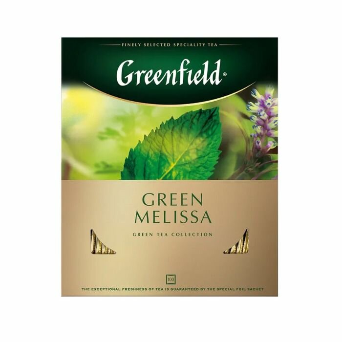 Greenfield Чай зеленый Грин Мелисса, 100 пак х 1.5 г
