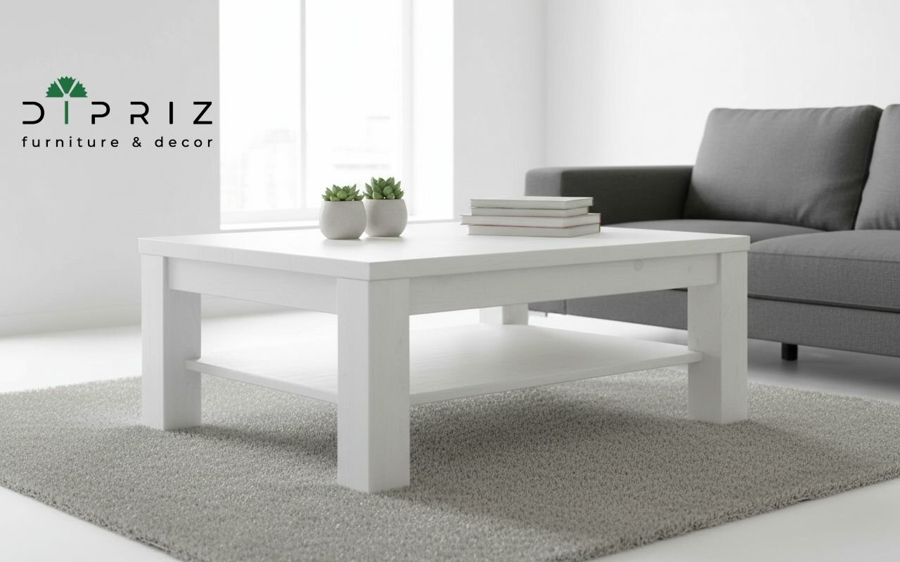 Журнальный столик, 120х74х47, Мэдисон, кофейный, для гостиной, деревянный, белый, Dipriz