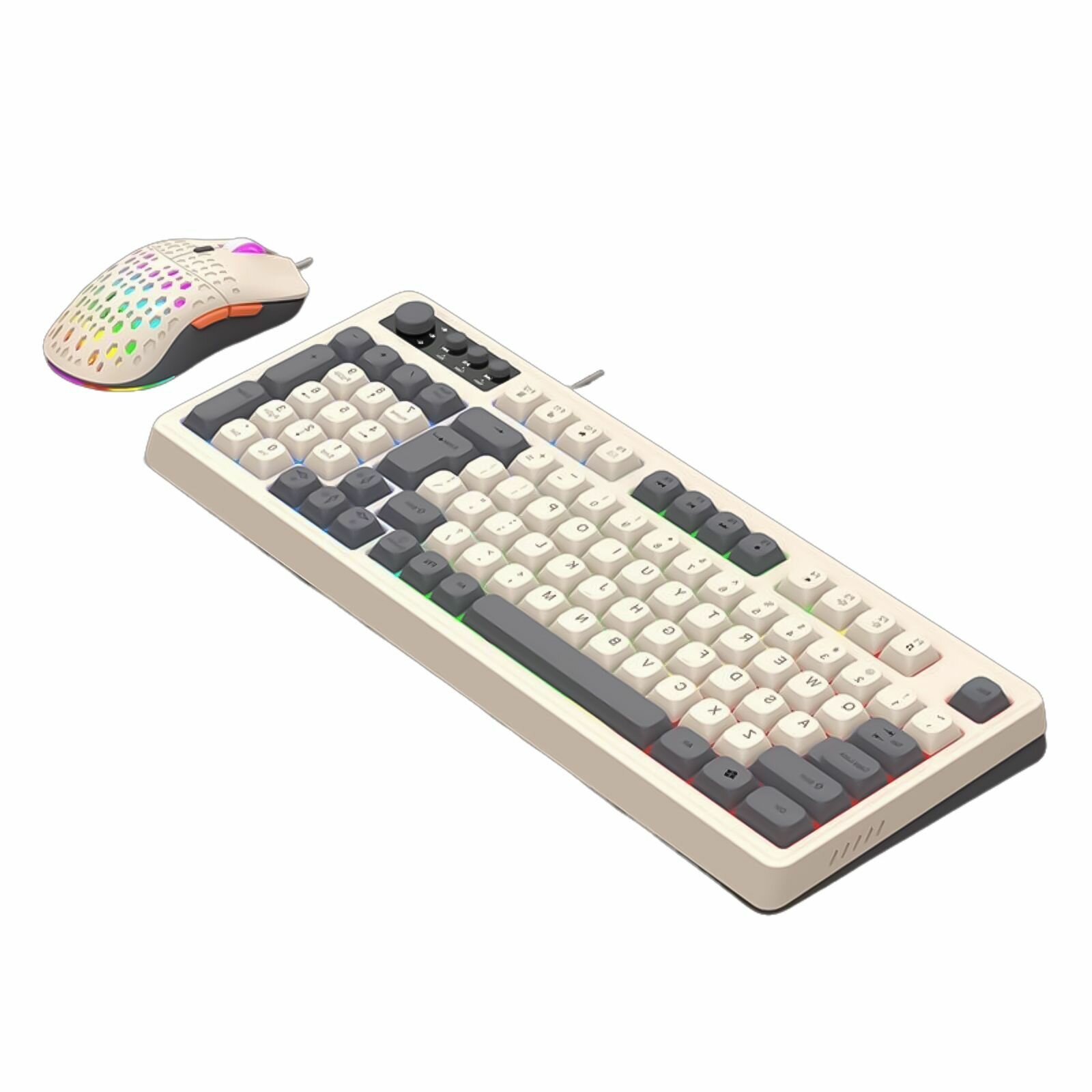 Игровое офис клавиатура мыши Argb Lights 98Keys USB Ergonomic Design