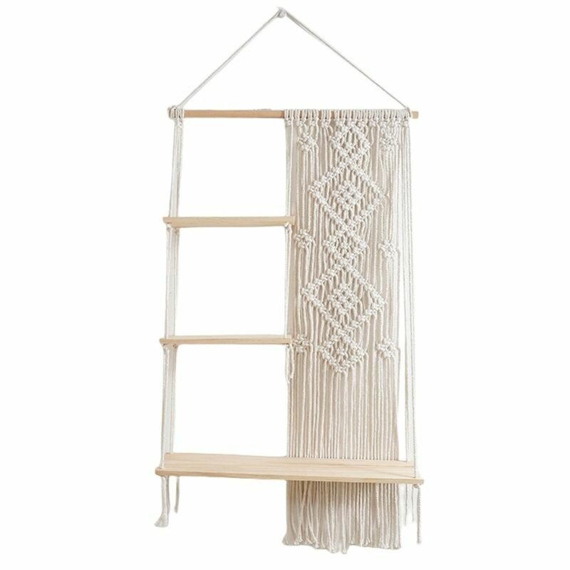 Настенная полка из макраме, 3-х ярусная полка для растений, для кухни и ванной