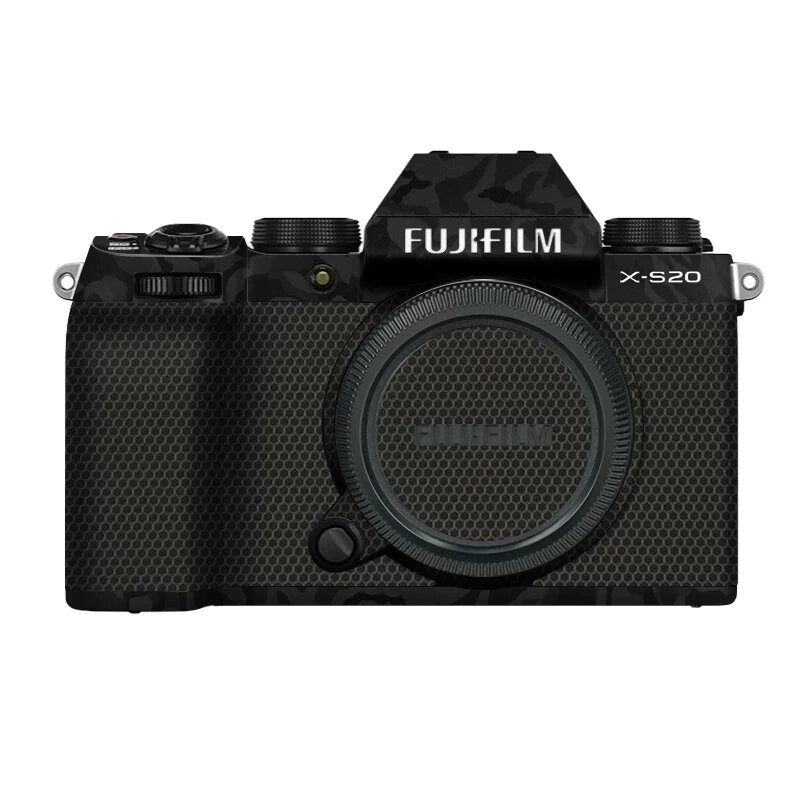 Защитная пленка для корпуса камеры Fujifilm X-S20 - Темно-серый камуфляжный черный, клеящаяся пленка для зеркальных