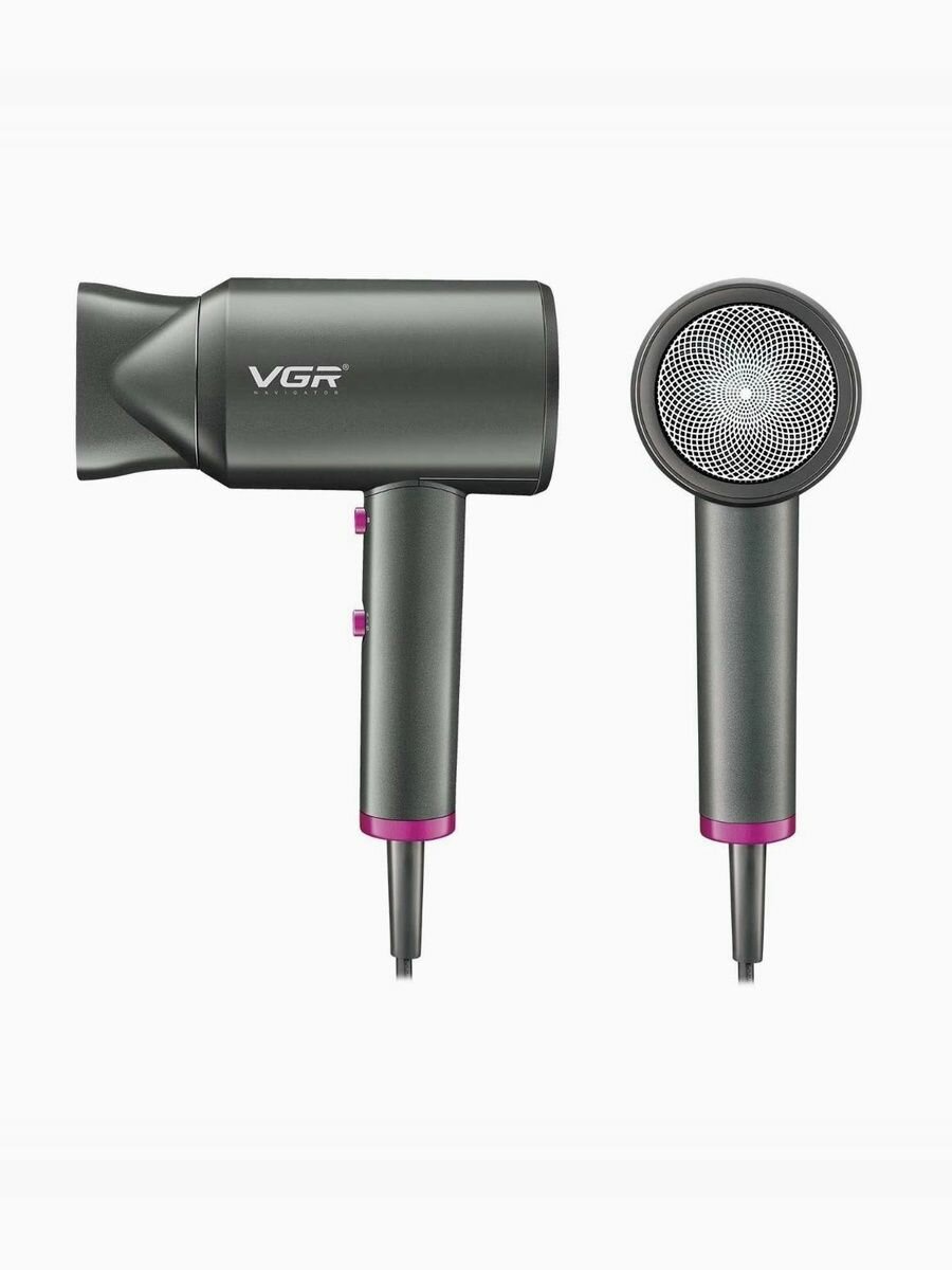 Фен VGR V400, 2000 Вт, 2 скорости, 2 температурных режима, серый