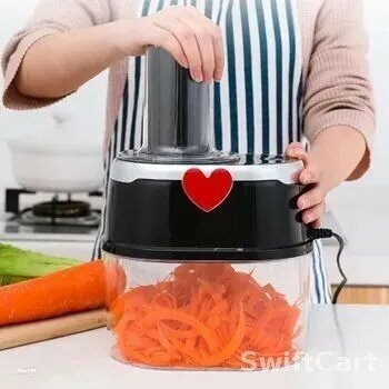 Эксклюзивная электрическая овощерезка с 4 насадками для шинковки капусты и овощей, оснащенная объемным контейнером