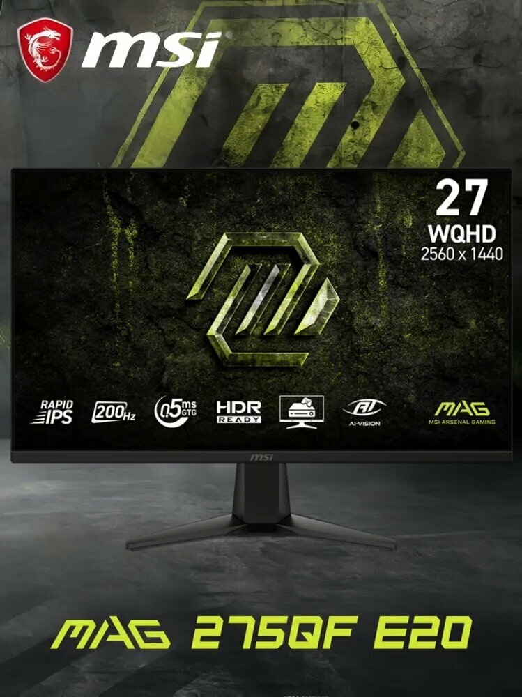 MSI 27" Монитор 275QF E20/200Hz, серый металлик, черно-серый