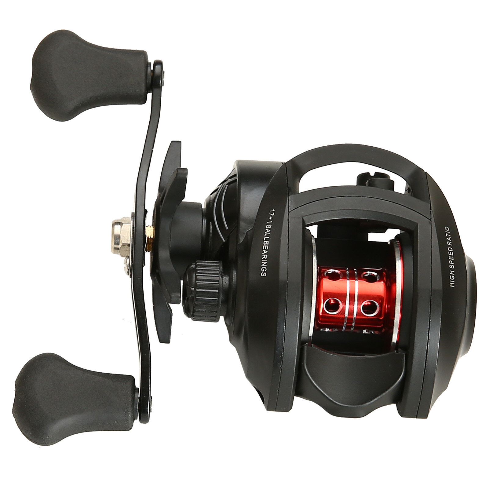Fishing Reel Baitcasting 17+1 BB 8kg Max Drag 7.2:1 Gear Ratio Magnet Braking System Black&Golden/Black&Red Left/Right Hand