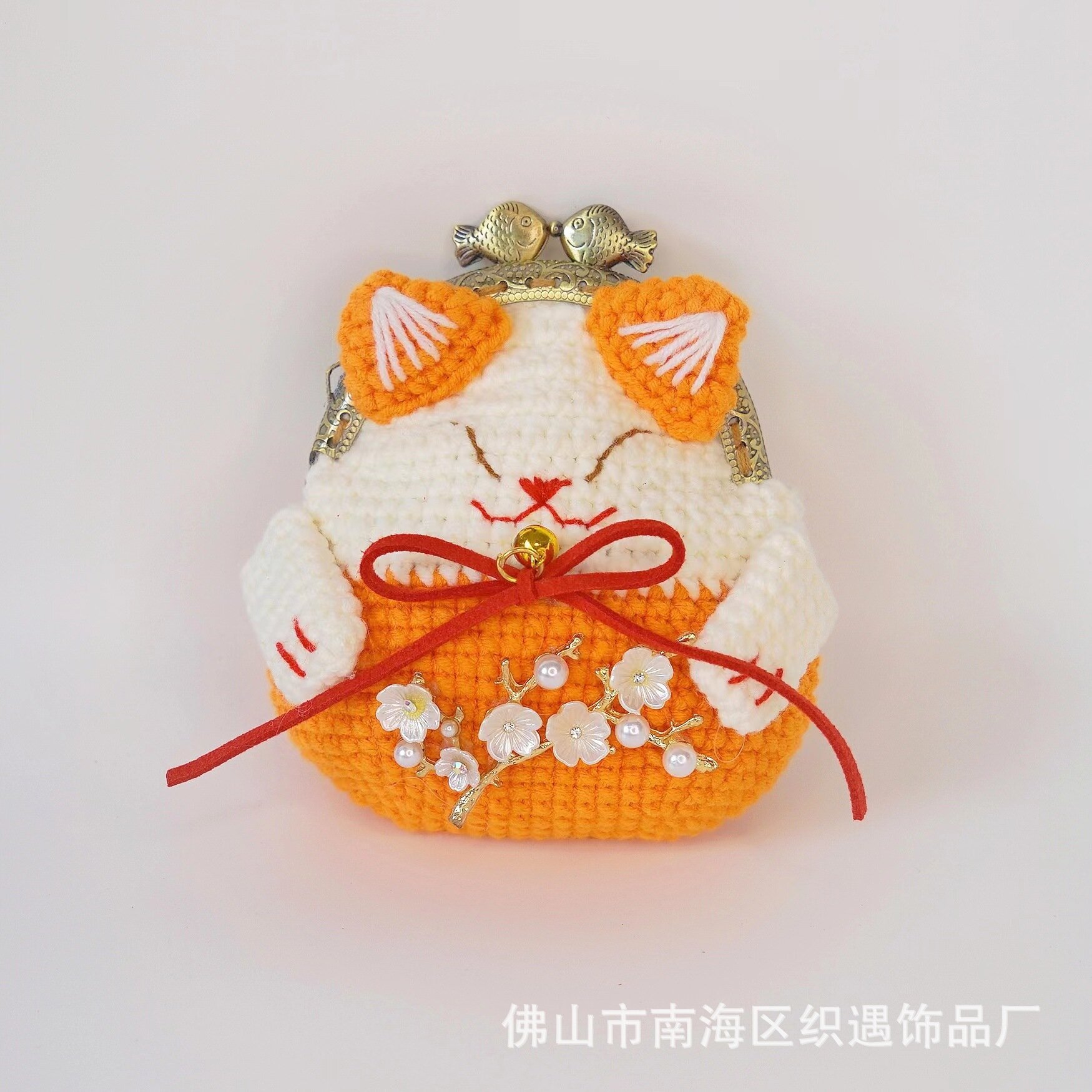 Готовая ручная работа, вязаная сумка с золотой застежкой 8,5 см, новогоднее издание, кошелек с мультяшным котом, клатч