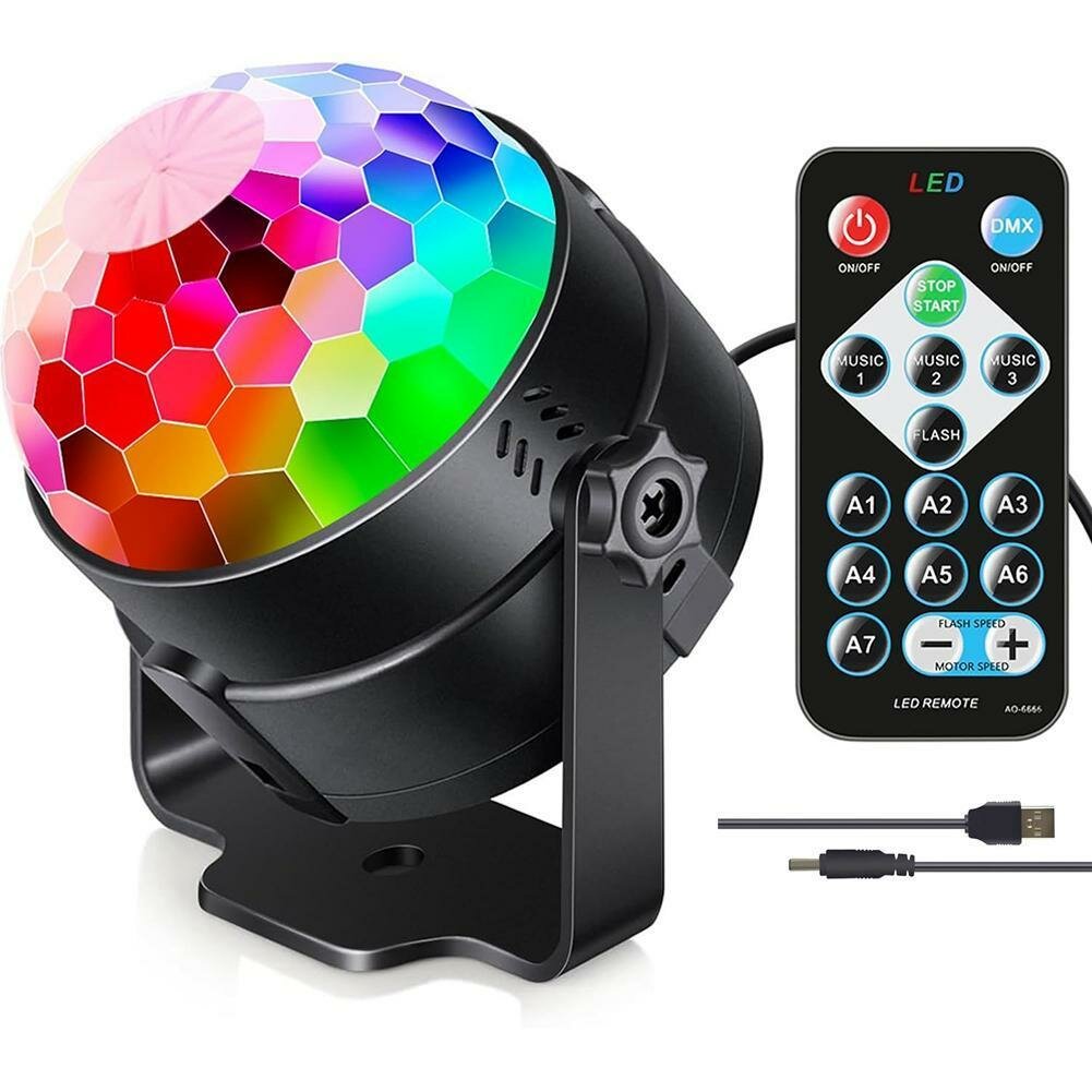 Диско шар светодиодный / светомузыка для дома / проектор цветомузыка