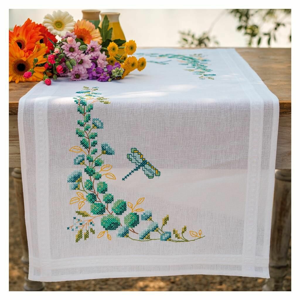 PN-0206199 Набор для вышивания крестом (дорожка на стол) Vervaco "Эвкалипт"