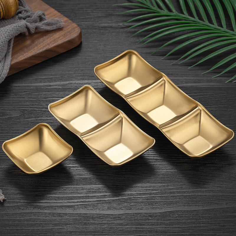 304 из нержавеющей стали ароматизатор блюдо золотое блюдо Ресторан горячий горшок приправа корейский стиль блюдо соус