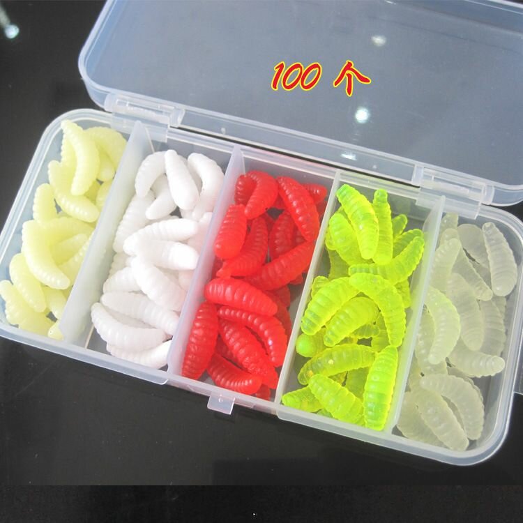 Силиконовые приманки для рыбалки / опарыш искусственный 100 штук / набор для рыбалки