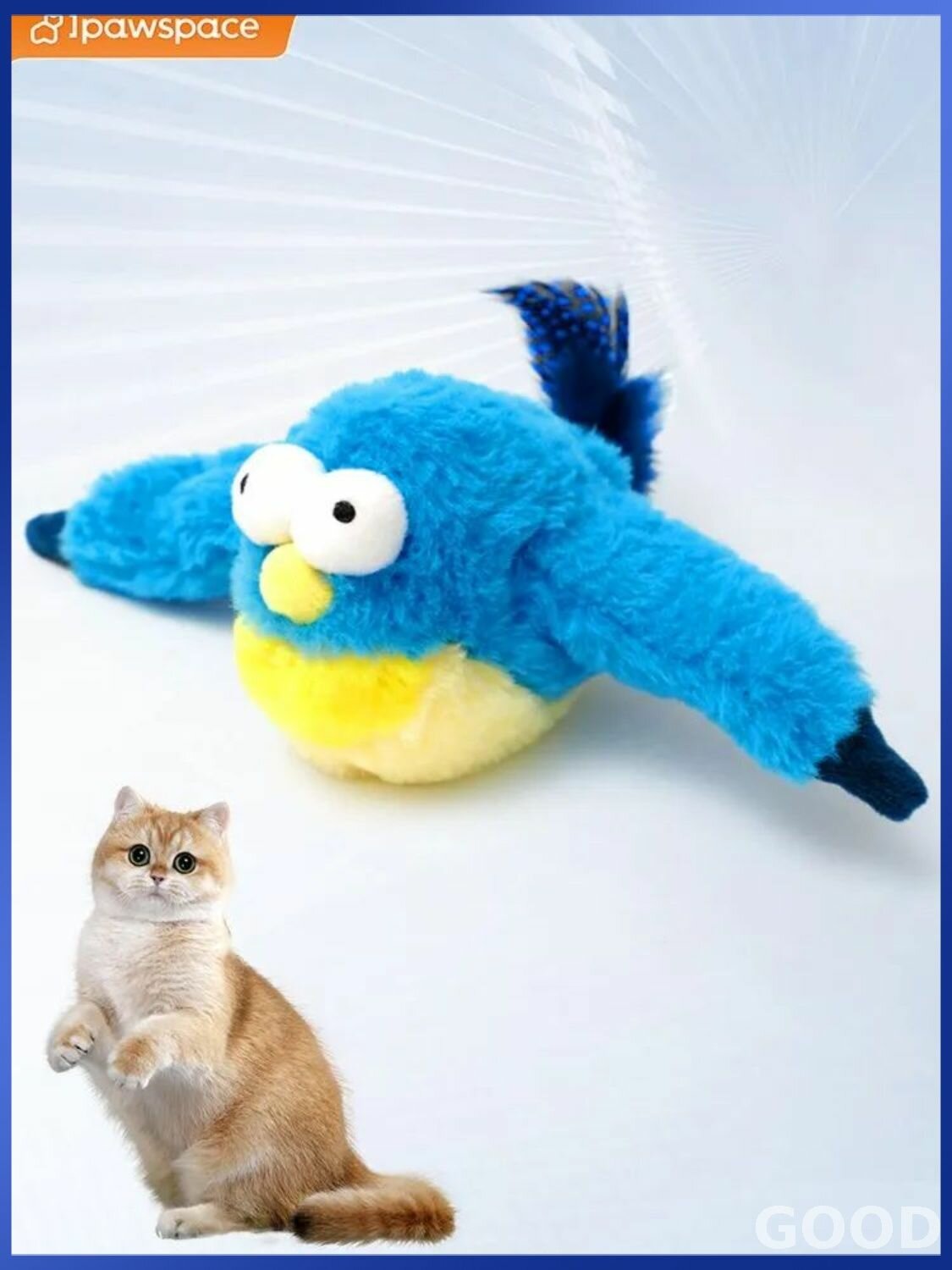 Мягкая заряжаемая Птичка любимая игрушка вашей кошки! Взмахивающиеся крылья + веселый чирик
