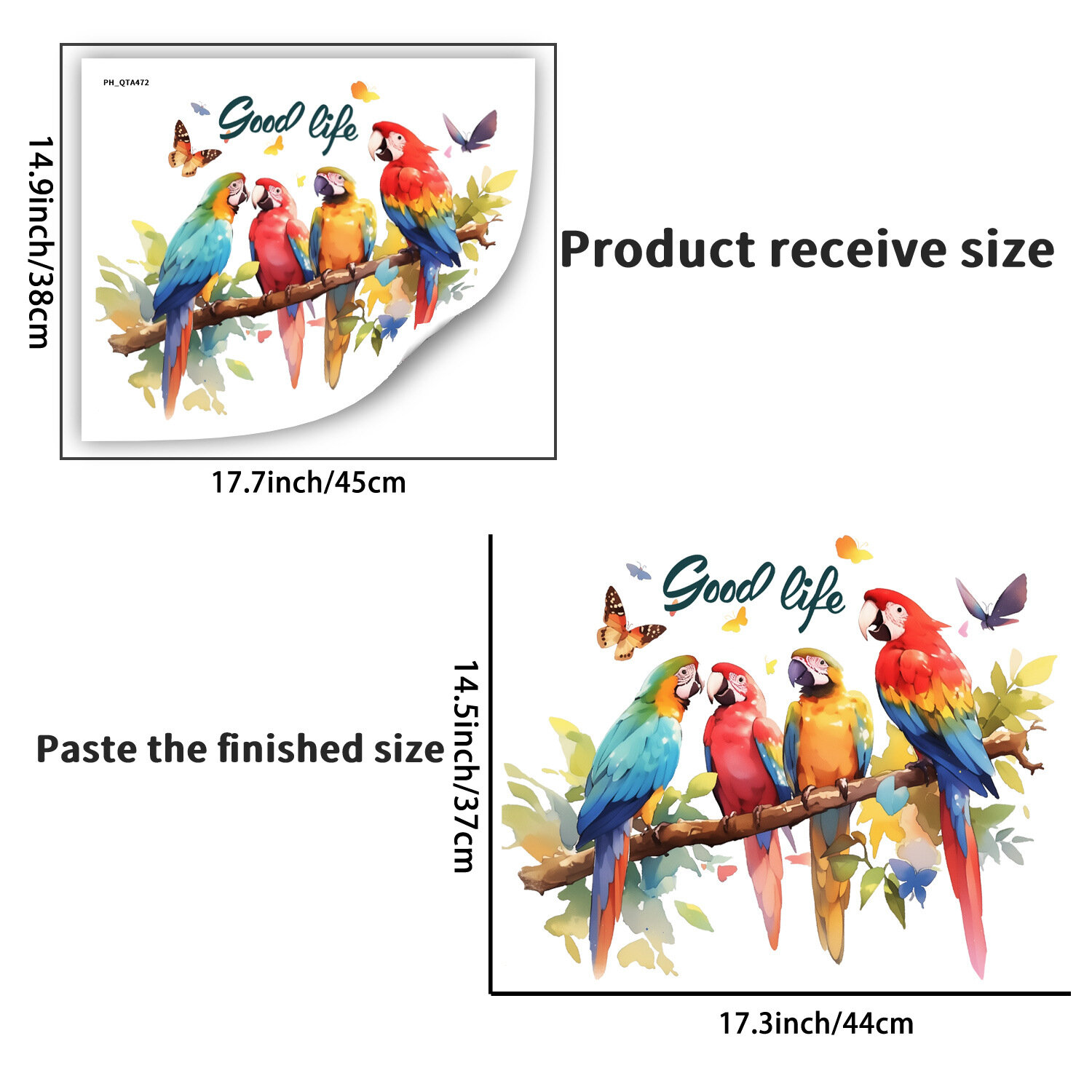 Симпатичные маленькие попугаи декоративные наклейки на стене на ветвях внешней торговли Амазонки PH_QTA472