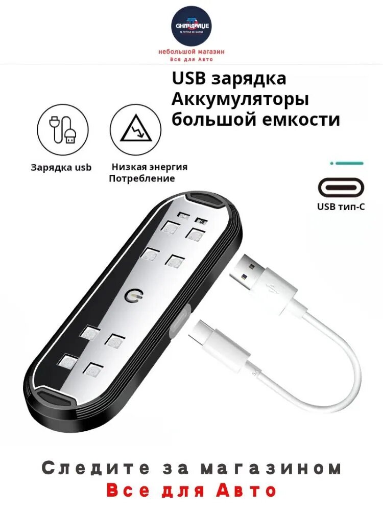 2 шт. Авто дверные светильники LED с магнитом: Многоцветные антистолкновения, Универсальные внутр/внеш, 30 дней автономной работы