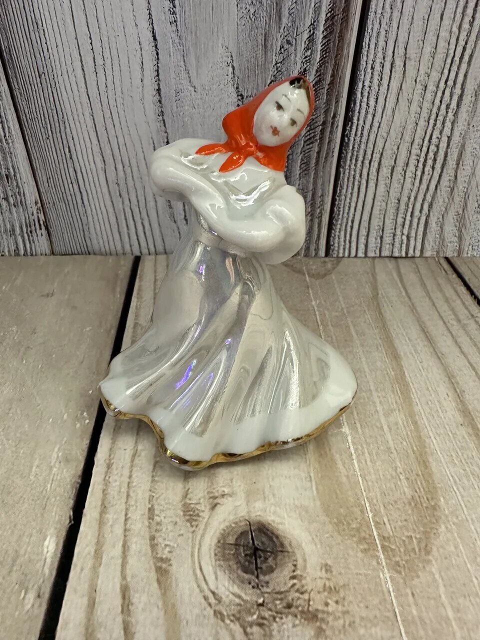 Статуэтка Плясунья фарфор Дулёво 1970 годы великолепная из серии Русский перепляс