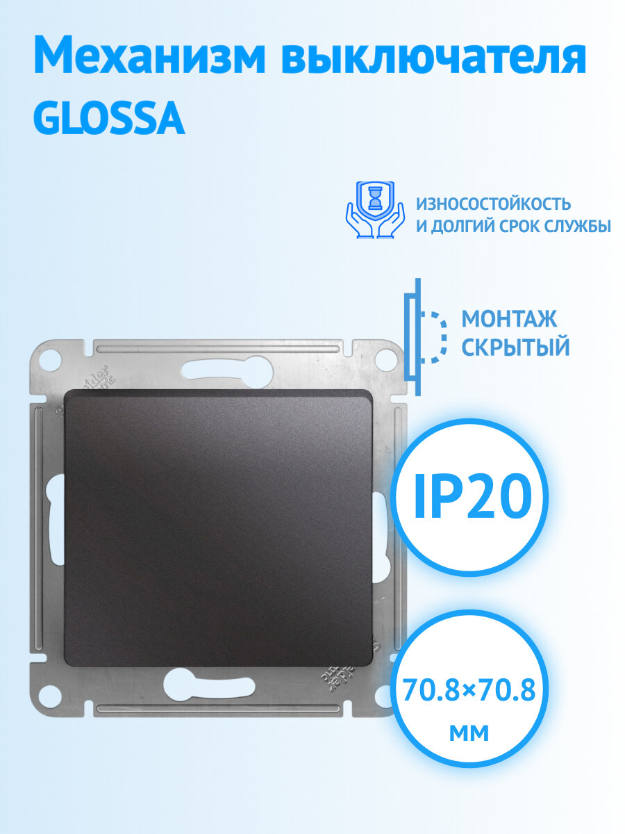 Механизм выключателя Systeme Electric Glossa одноклавишный, графит, GSL001311