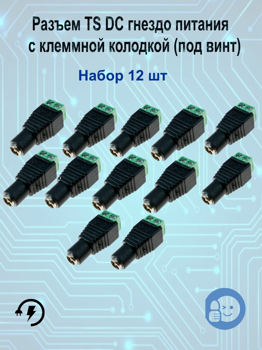 Коннектор разъем TS DC гнездо питания с клеммной колодкой, под винт 12 шт