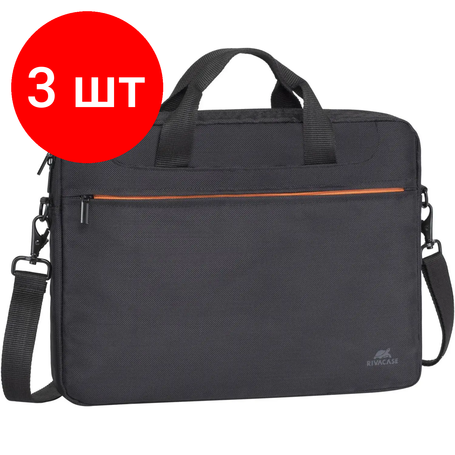 Комплект 3 штук, Сумка для ноутбука 15.6, RivaCase Regent, черная, 8033 Black
