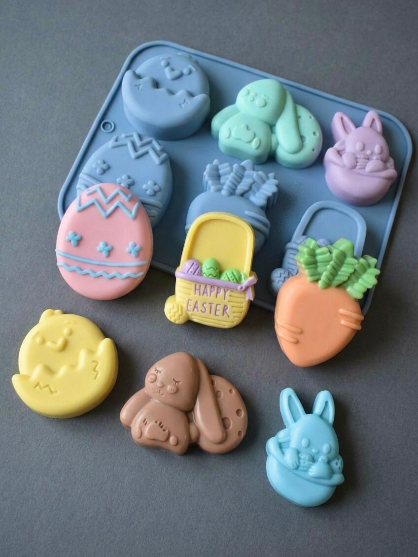 Силиконовая форма для шоколада и выпечки, пасхальные фигурки кролик, яйцо, корзина VS