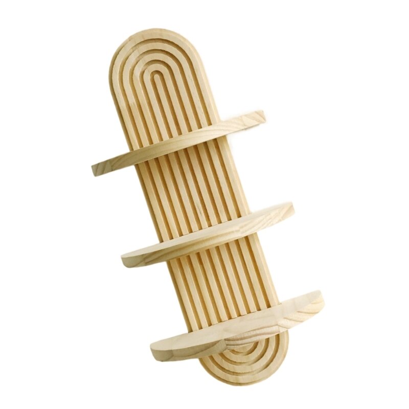 Трехслойная овальная резьбовая многослойная креативная настенная подставка для цветочных горшков из массива дерева