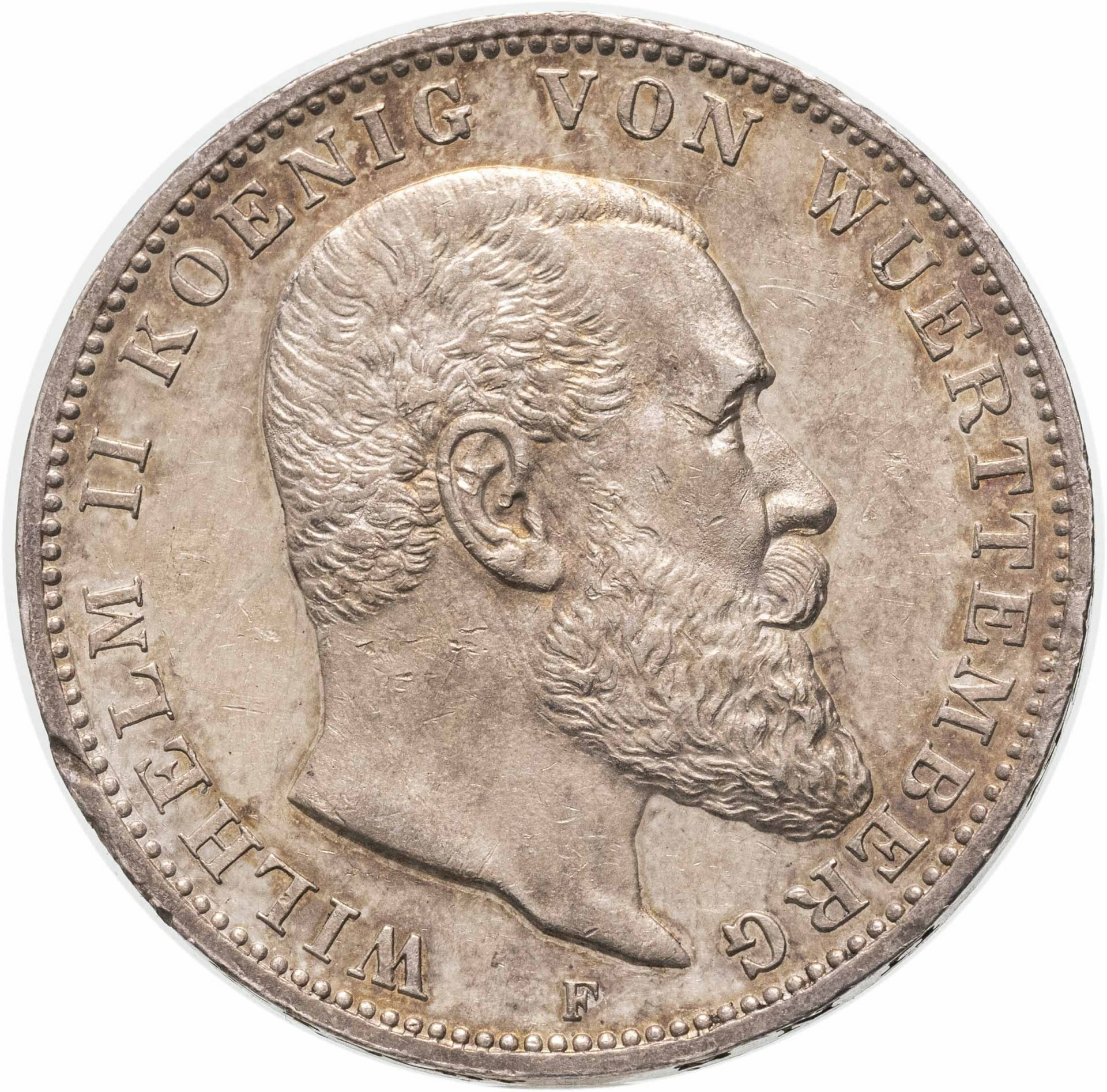 Германская Империя, Вюртемберг 3 марки mark 1910, Серебро 900, в сохранности PL