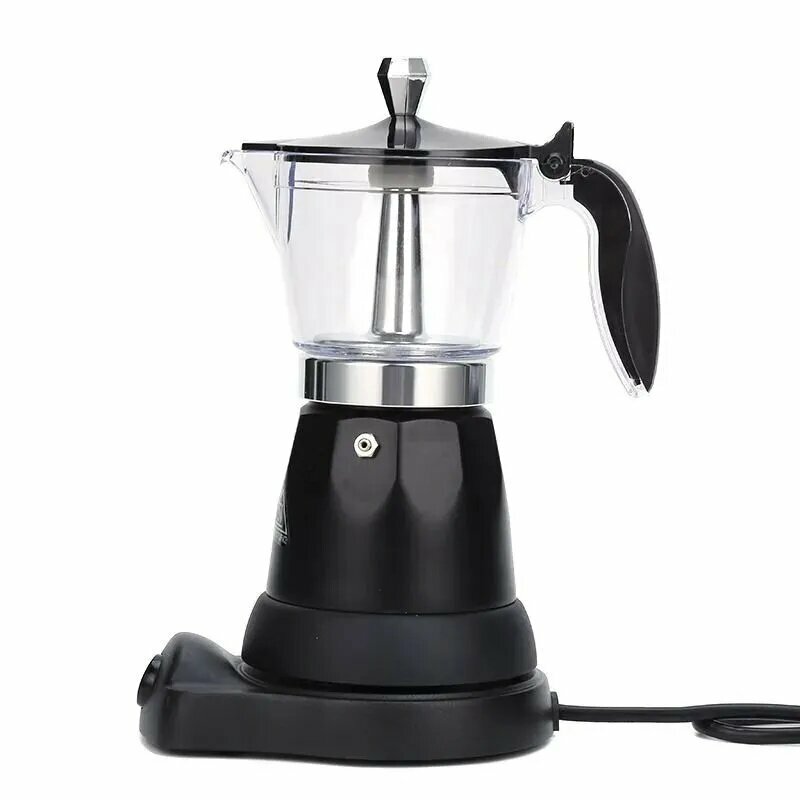 Кофеварка гейзерная эспрессо машина электрическая moka pot, белый, черный