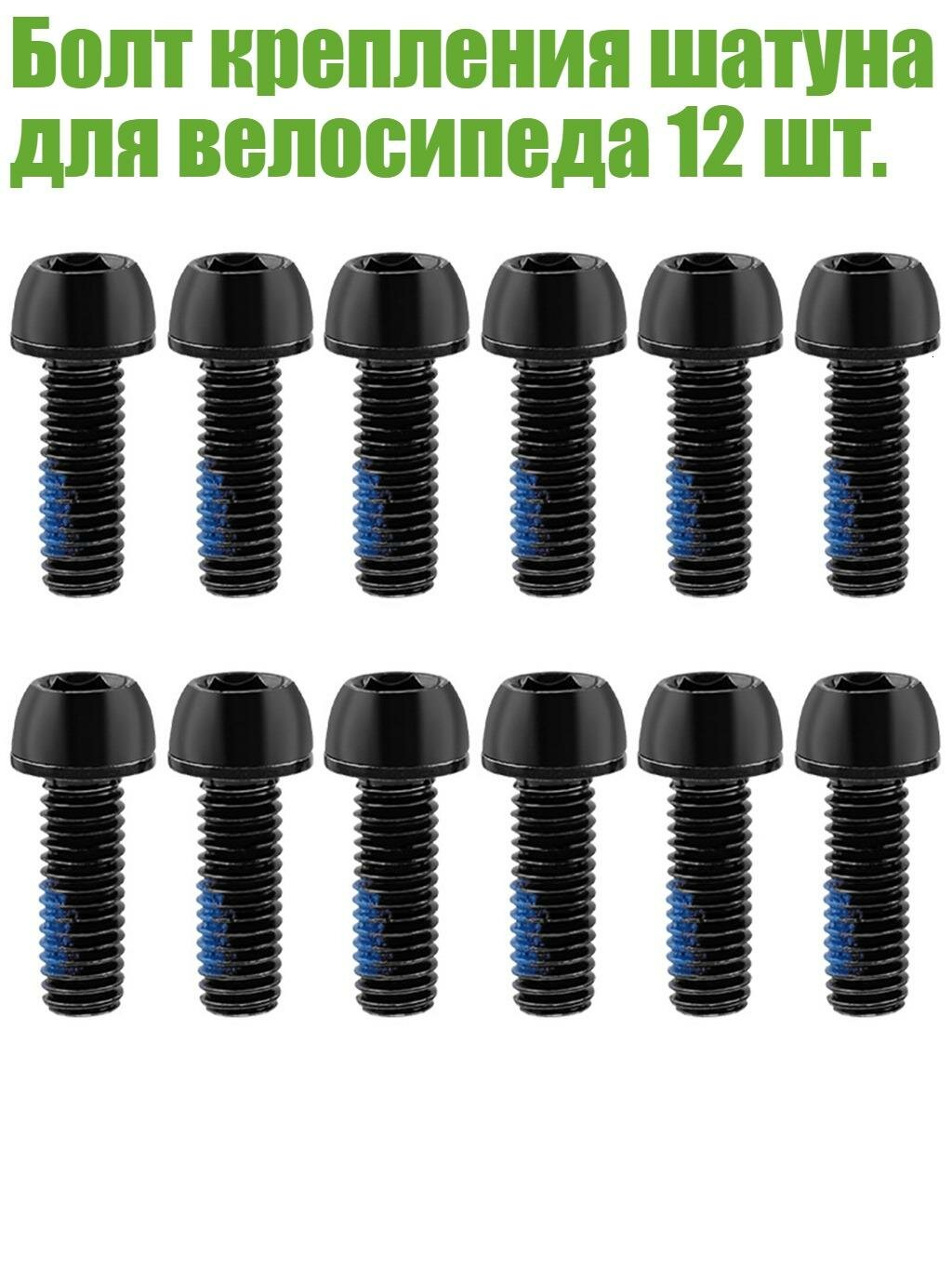 Болт крепления шатуна для велосипеда 12 шт, Черный