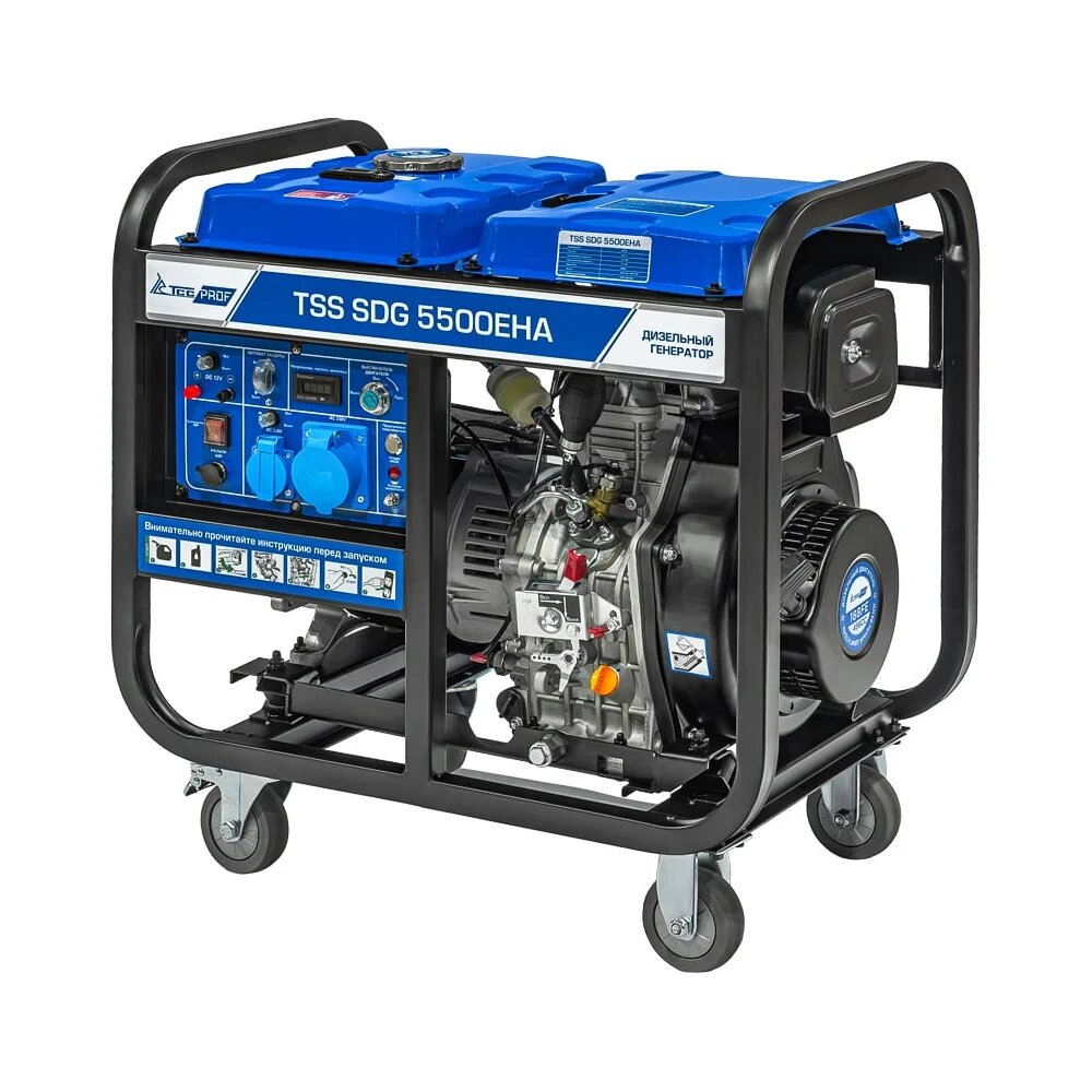 Дизель генератор ТСС SDG 5500EHA 277012 мобильная электростанция с индикатором топлива, ручным стартером