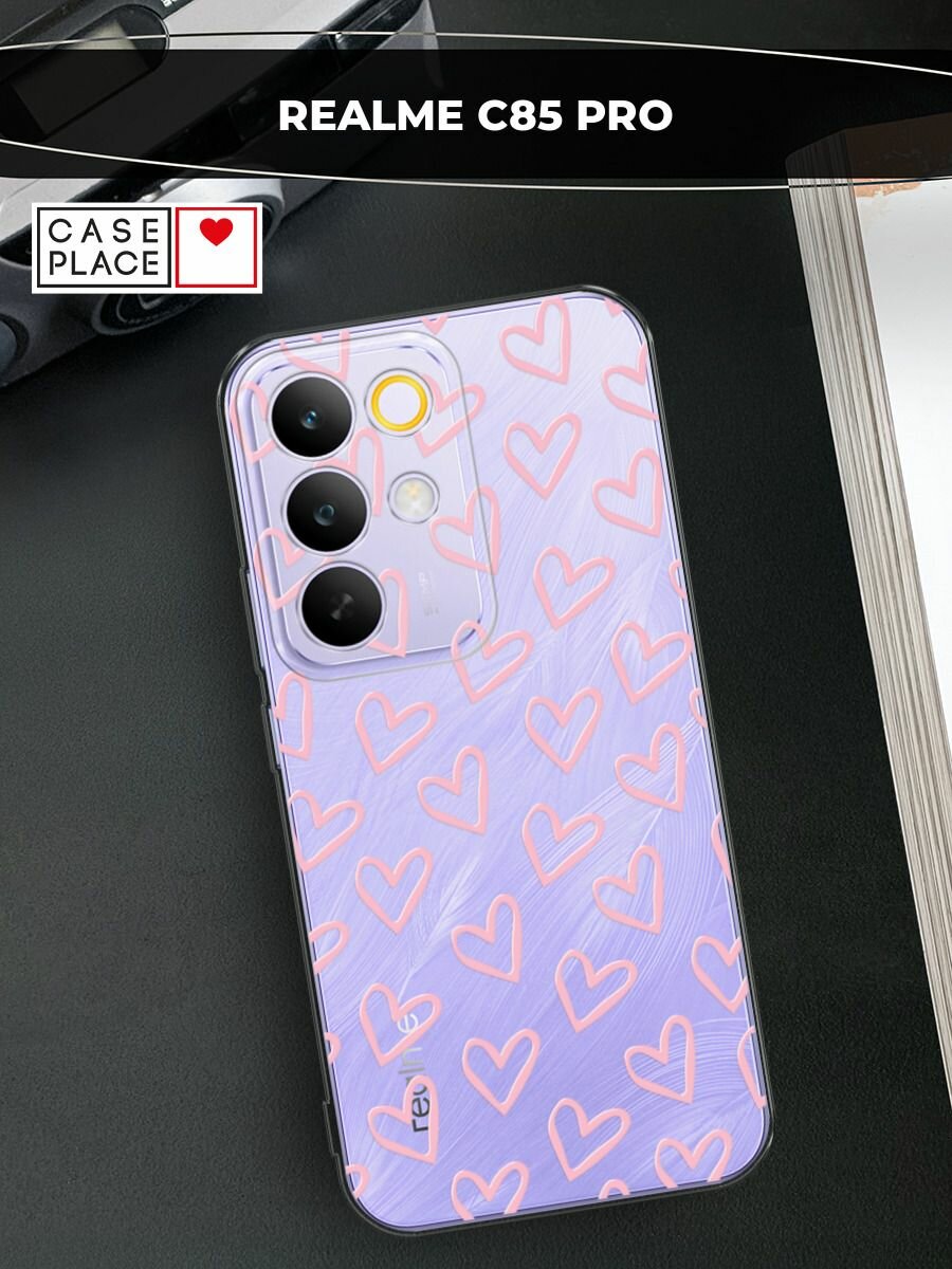 Силиконовый чехол на Realme C85 Pro / Реалми C85 Про с принтом Сердца паттерн