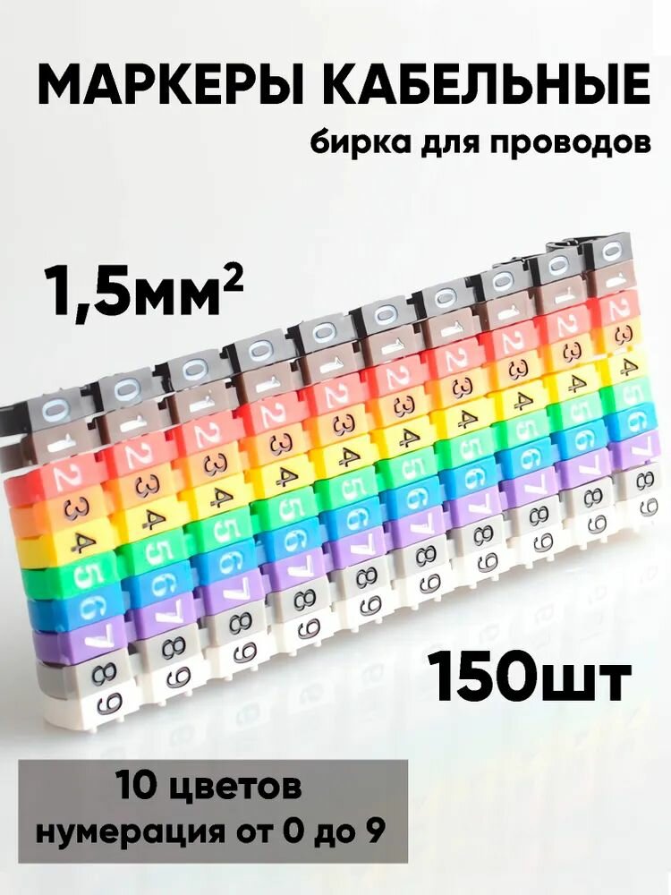 Кабельные маркеры 1.5мм набор 150шт