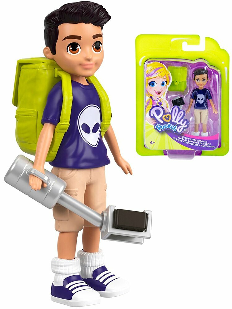 Кукла Polly Pocket Николас c селфи палкой Полли Покет Selfie Stick Nicolas Mattel