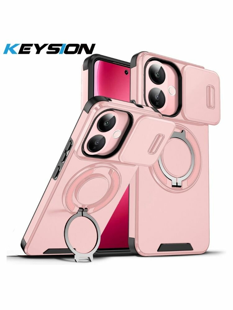 Чехол KEYSION для VIVO V60 Lite 5G и IQOO Z10R 5G с кольцом-подставкой на 360 градусов, магнитный ударопрочный с защитой камеры
