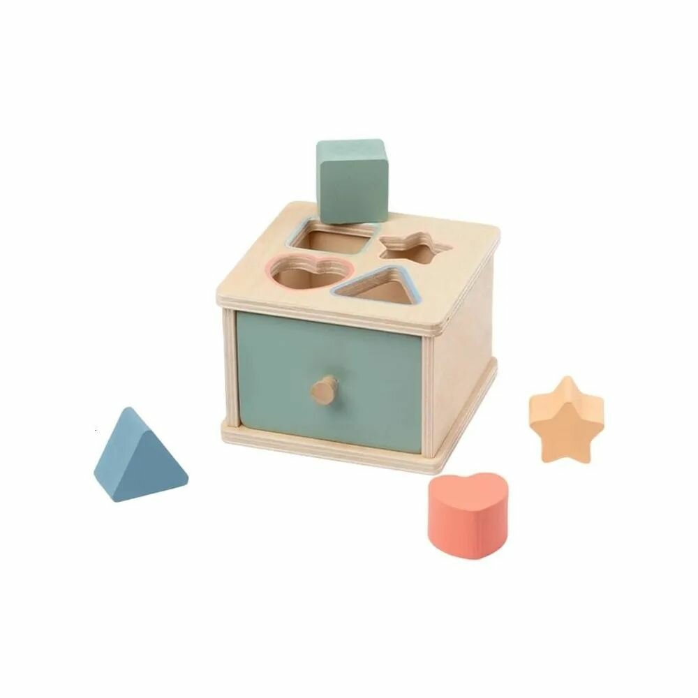 Геометрическая деревянная коробка для сортировки цветов по форме Развивающая игрушка для малышей с деревянной монетой-палочкой